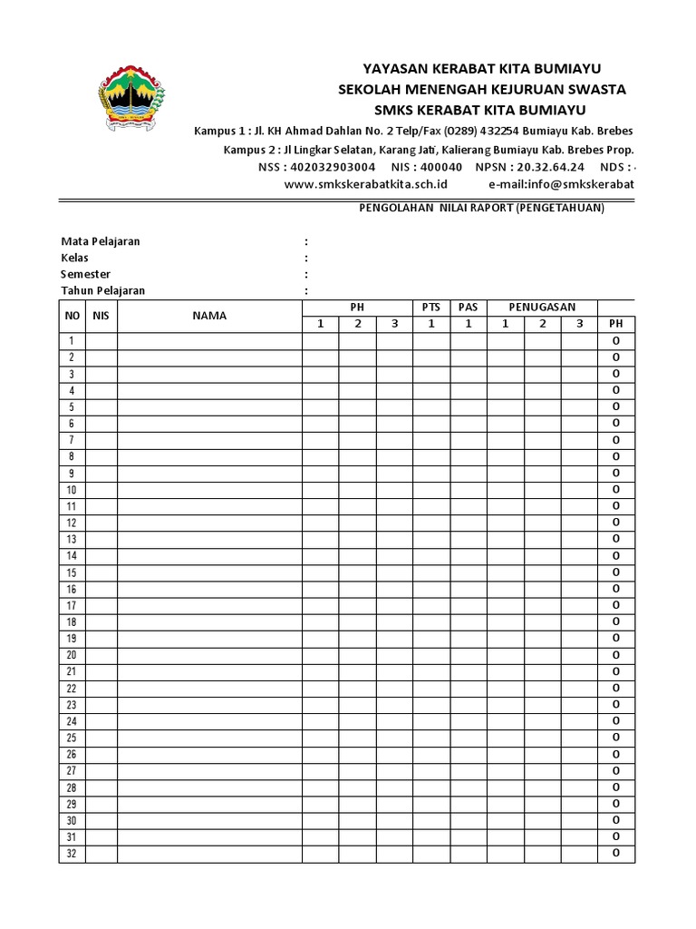 File Pengolahan Nilai Raport Kelas Xi Dan Xii Pdf
