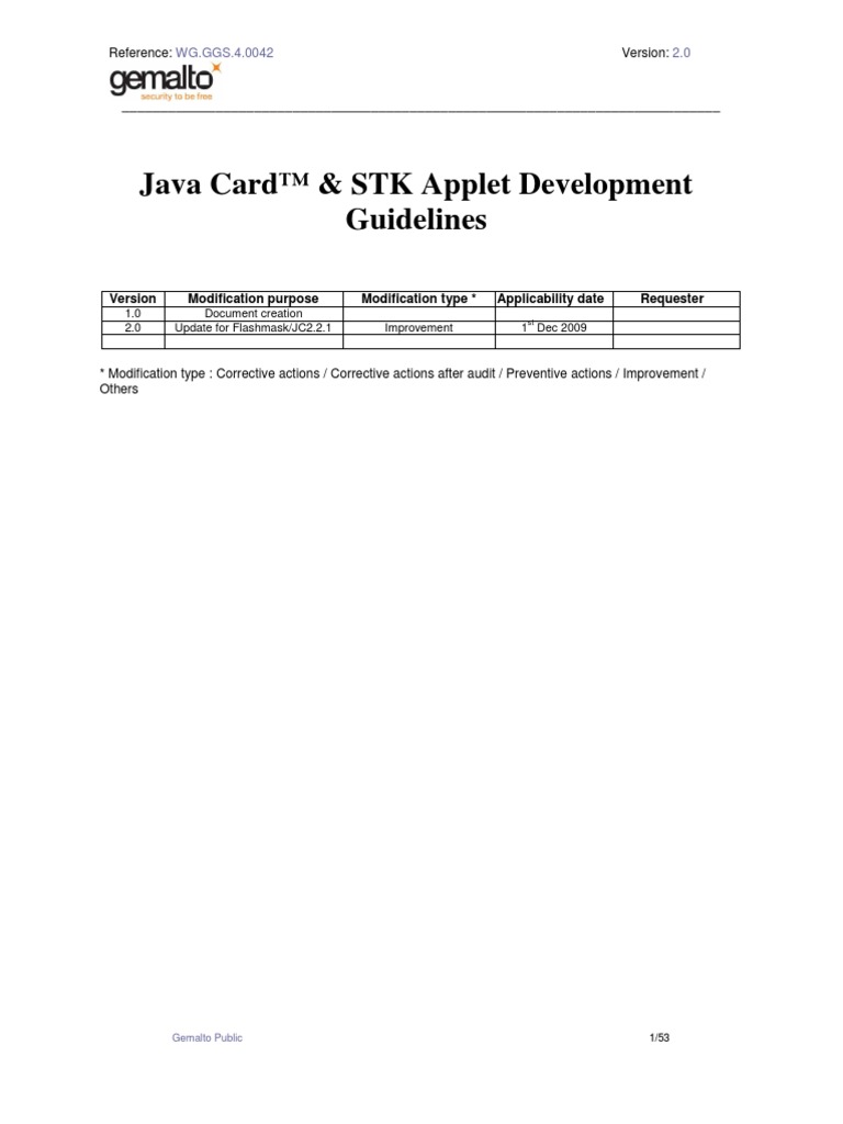 Java Card & STK Applet Development Guidelines | PDF | Java Virtual ... Java Card & STK Applet Development Guidelines | PDF | Java Virtual ...