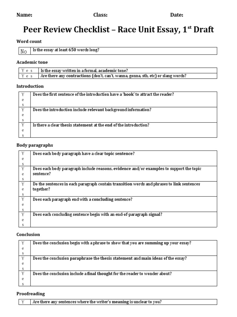 Peer Review Checklist | PDF