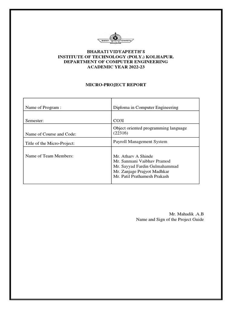 Oop Final Microproject Pdf Payroll Tax Payroll 