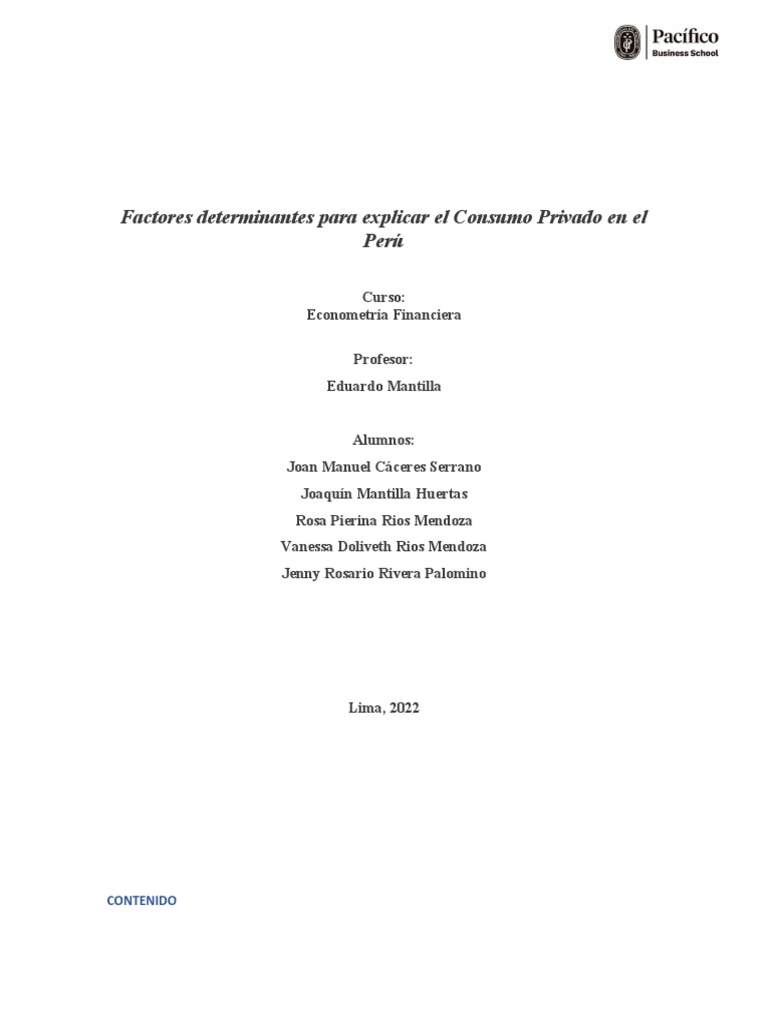 Trabajo Final Econometría Financiero | PDF | Mínimos cuadrados ordinarios | Producto Interno Bruto