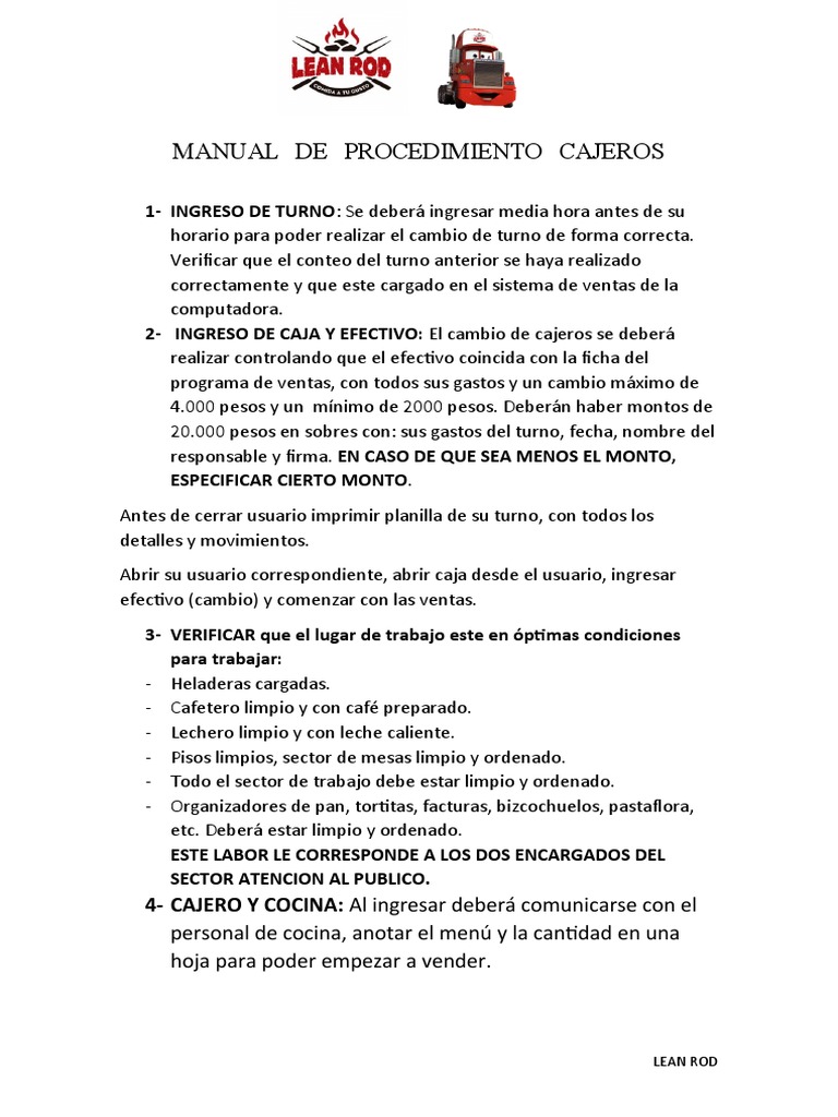 Manual de Procedimiento Cajeros | PDF