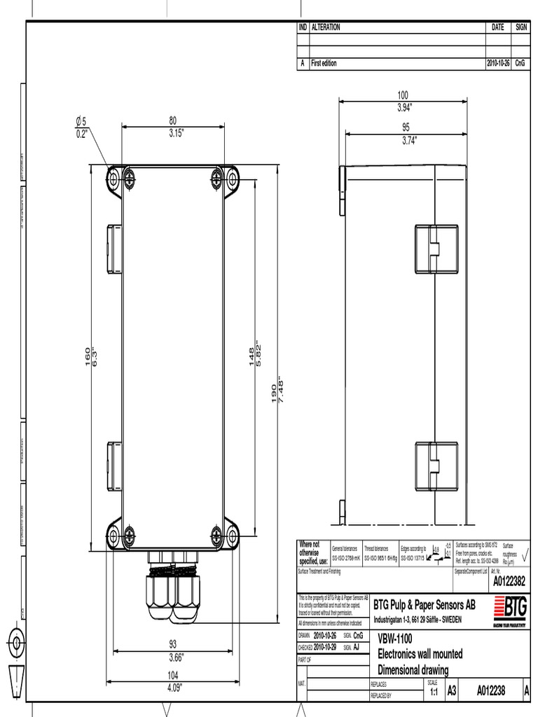 BTG Pulp & Paper Sensors AB VBW-1100 Electronics Wall Mounted A0122382 ...