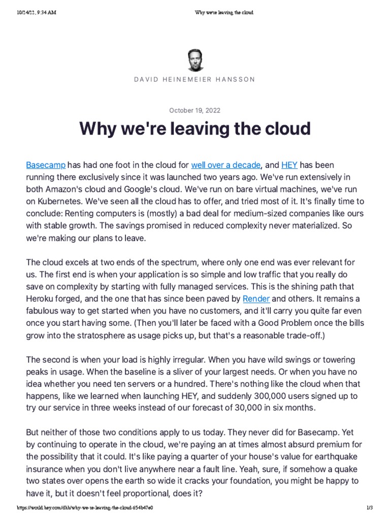 Why We're Leaving The Cloud | PDF | Cloud Computing | Earthquakes