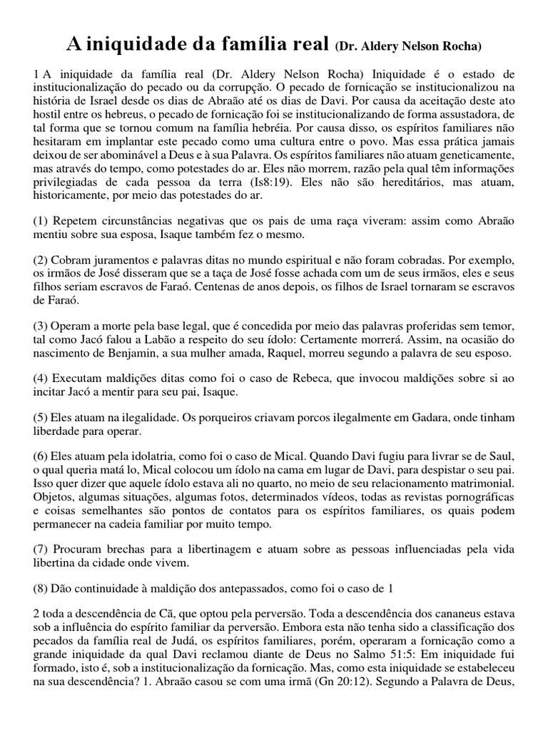 A Iniquidade Da Família Real | PDF | Samuel | Davi