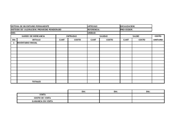 Formato Tarjeta Kardex | PDF