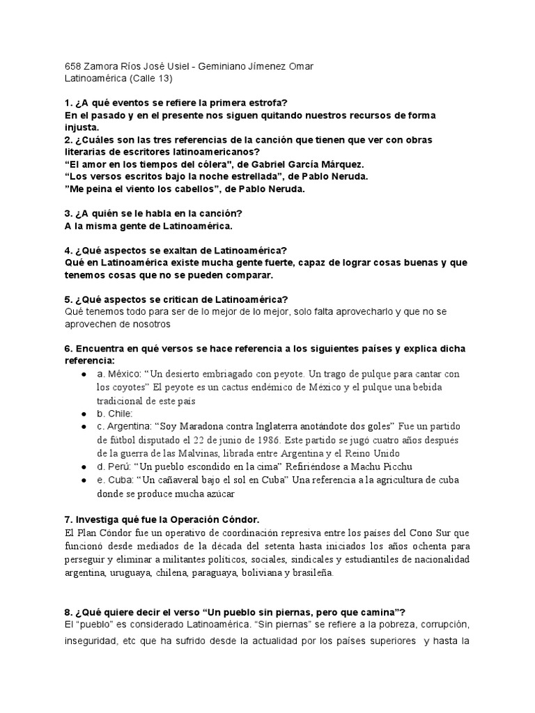 Análisis Canción | PDF | America latina