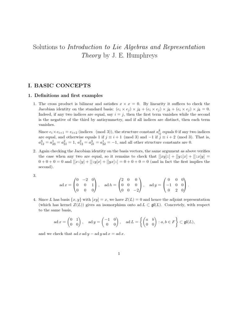 Humphreys | PDF | Lie Algebra | Linear Algebra