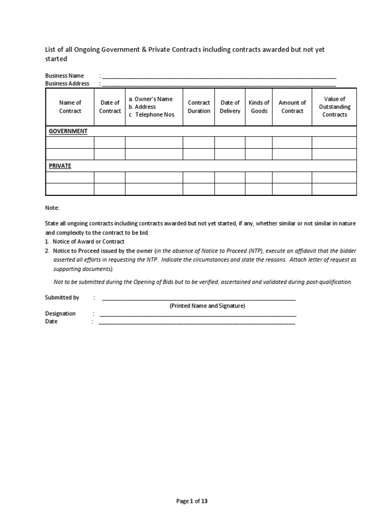 Bidding Forms | Download Free PDF | Affidavit | Taxes