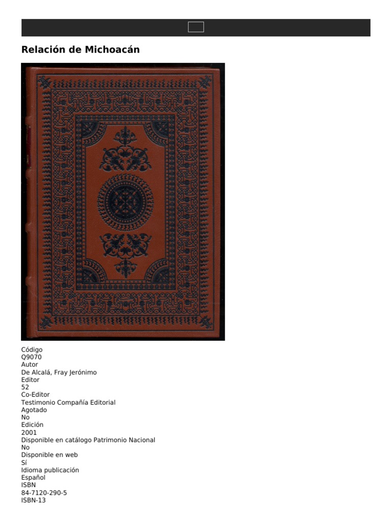 Relacion de Michoacan | PDF