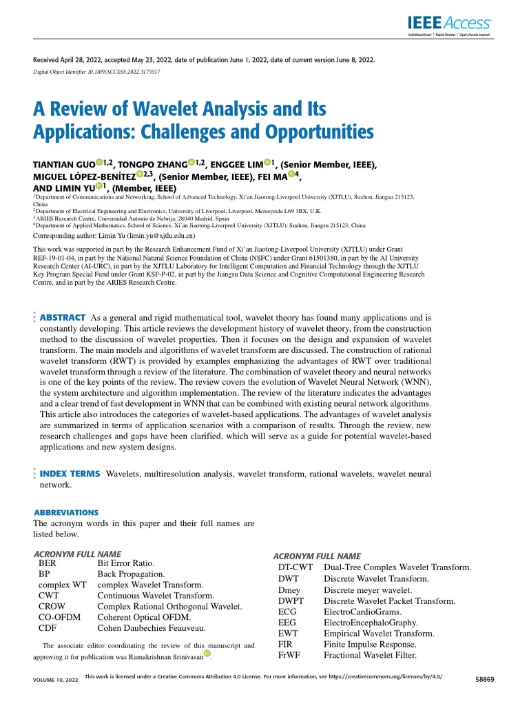 A Review of Wavelet Analysis and Its Applications Challenges and ...