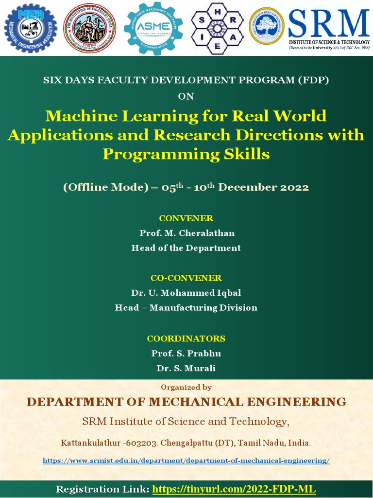 Machine Learning FDP: Real-World Applications | PDF | Machine Learning | Learning