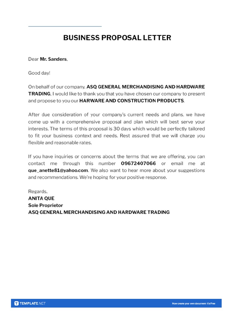 Formal Business Proposal Letter Template | PDF