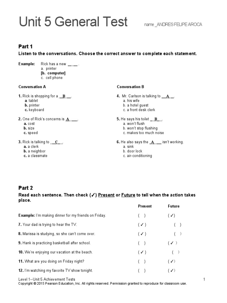 quiz LEVEL 6 UNIT 5-1 | PDF