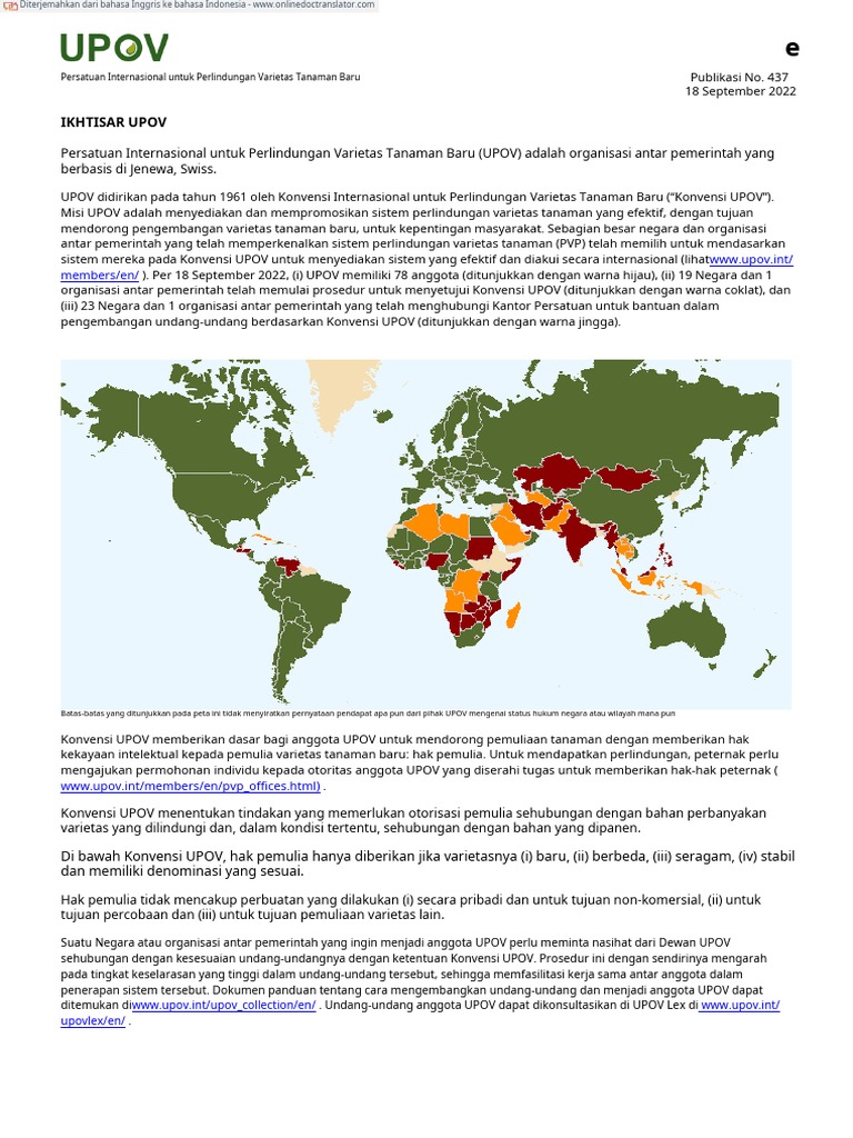 UPOV: Perlindungan Varietas Tanaman | PDF