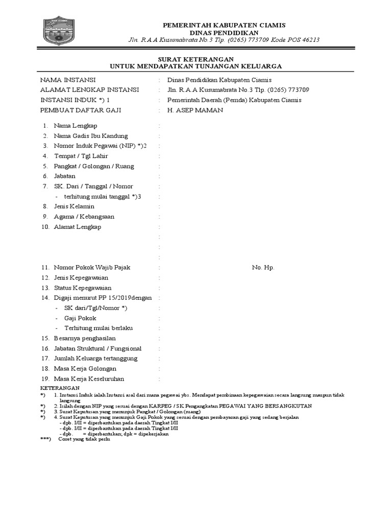 Contoh Surat SKUMPTK Dinas Pendidikan | PDF