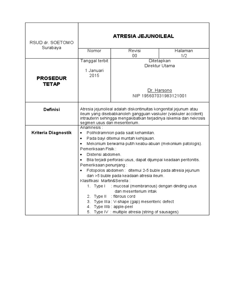 Penatalaksanaan Atresia Jejunoileal | PDF