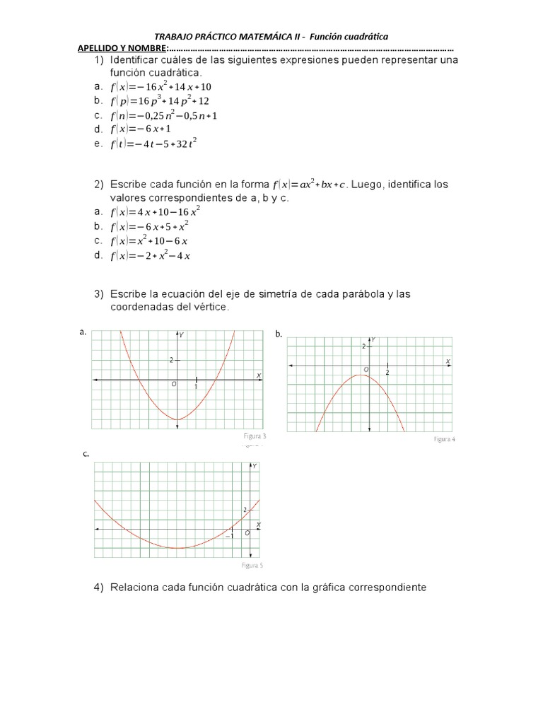 TP Funcion Cuadrática 4° | PDF | Geometría | Física teórica