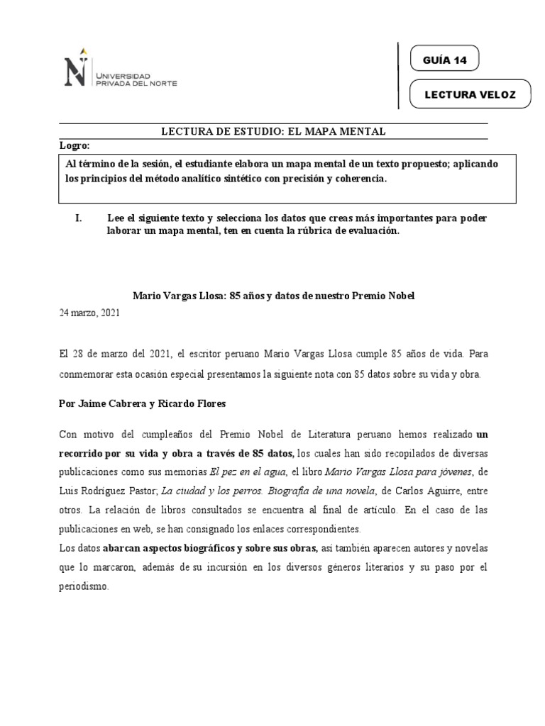 Guia 14-Lectura Veloz | PDF