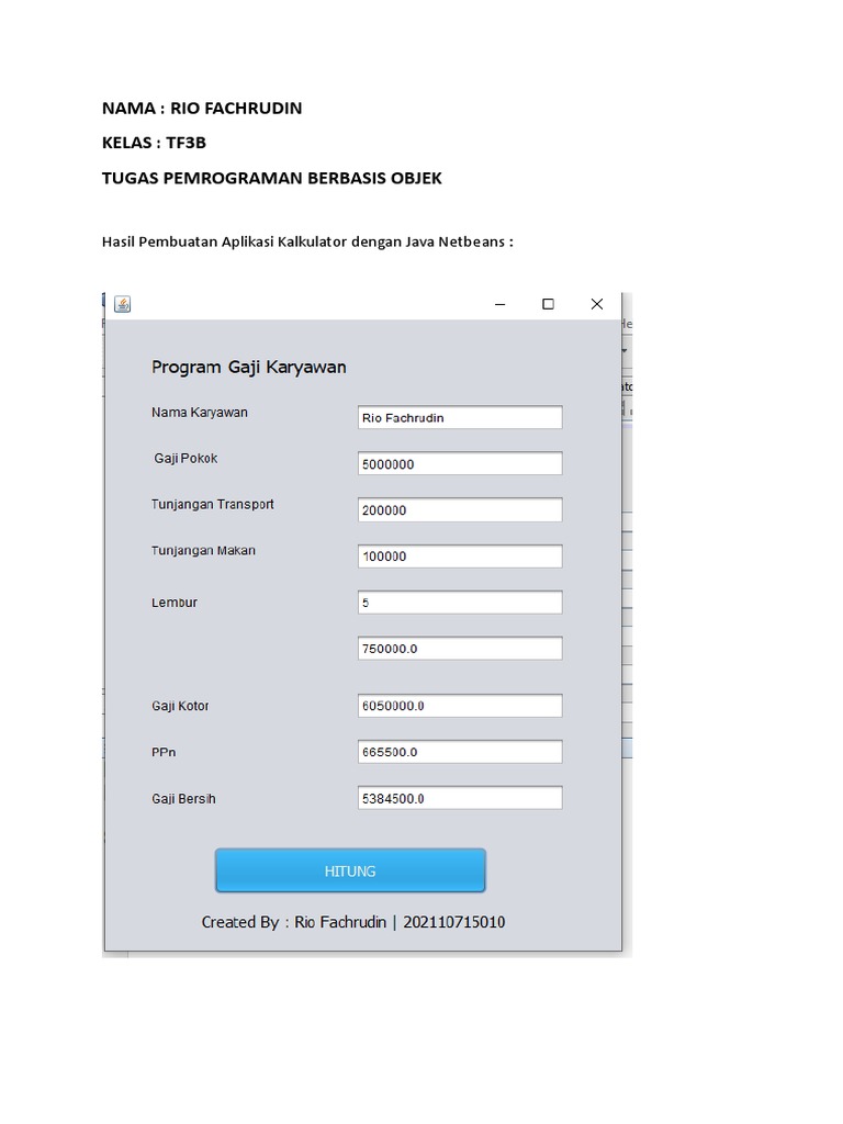 Menghitung Gaji Karyawan dengan Kalkulator Java | PDF