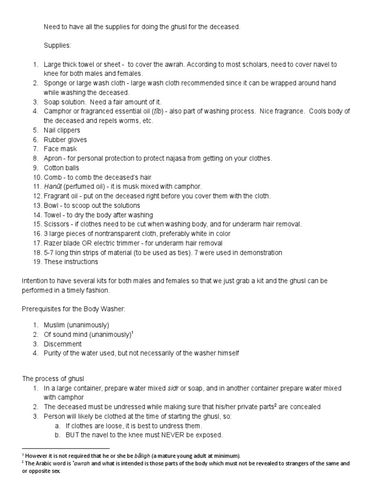 Ghusl Procedure for Deceased Muslims | PDF | Clothing | Washing Machine