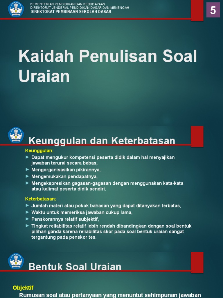 Kaidah Penulisan Soal Uraian | PDF