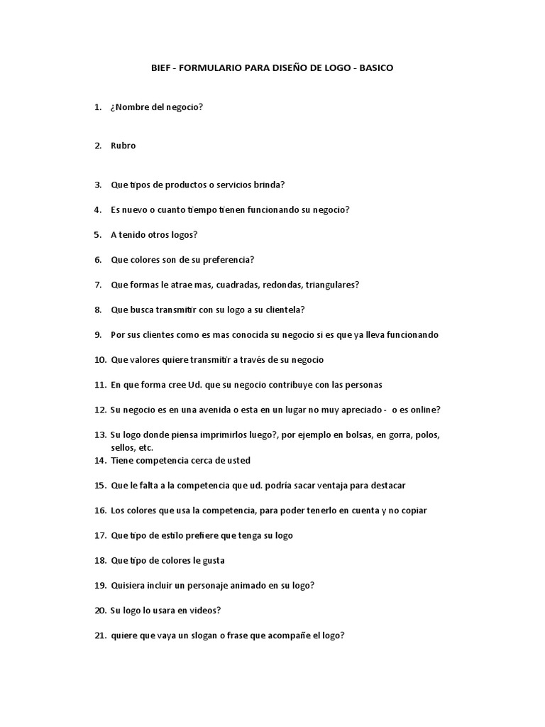 Formulario para Diseño de Logo | PDF