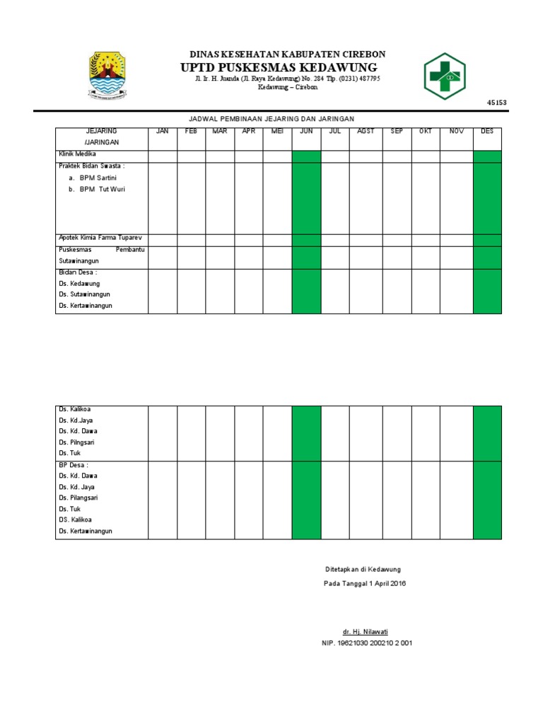 Jadwal Pembinaan Jejaring Dan Jaringan | PDF