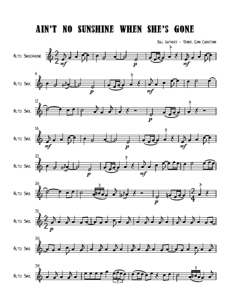 Ain T No Sunshine When Shes Gone | PDF | Saxophone | Jazz