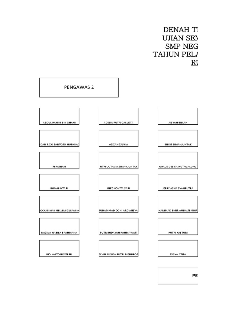 Denah Ujian Semester G SMP 56 Batam | PDF