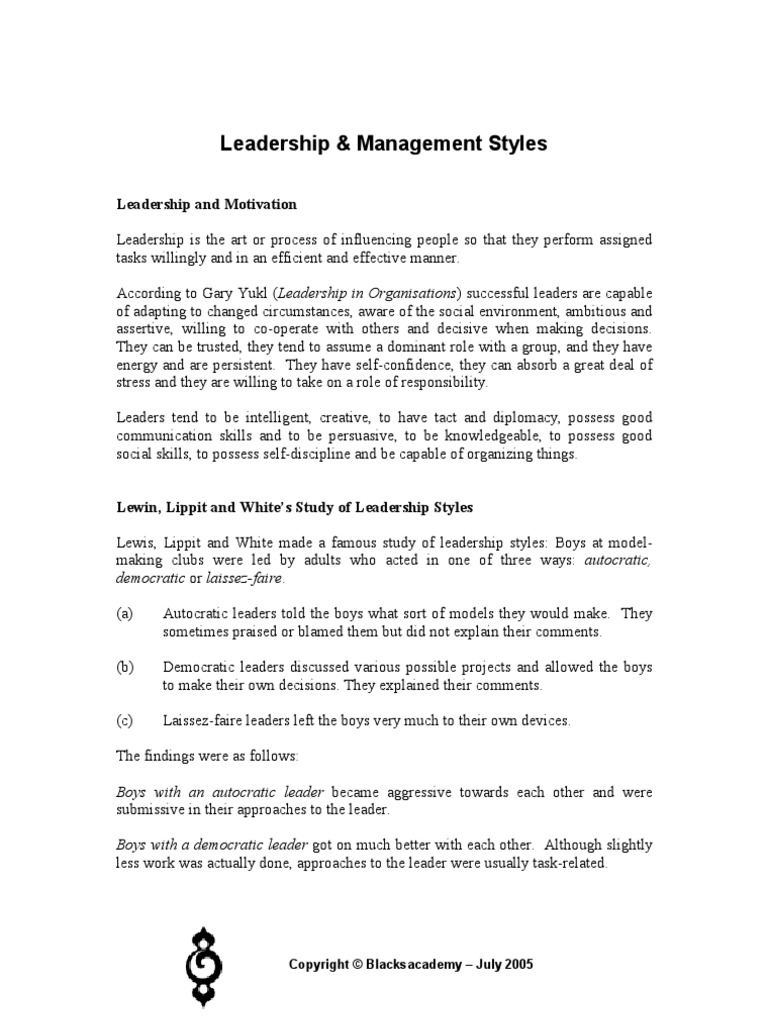 Leadership Style | PDF | Leadership | Sociological Theories