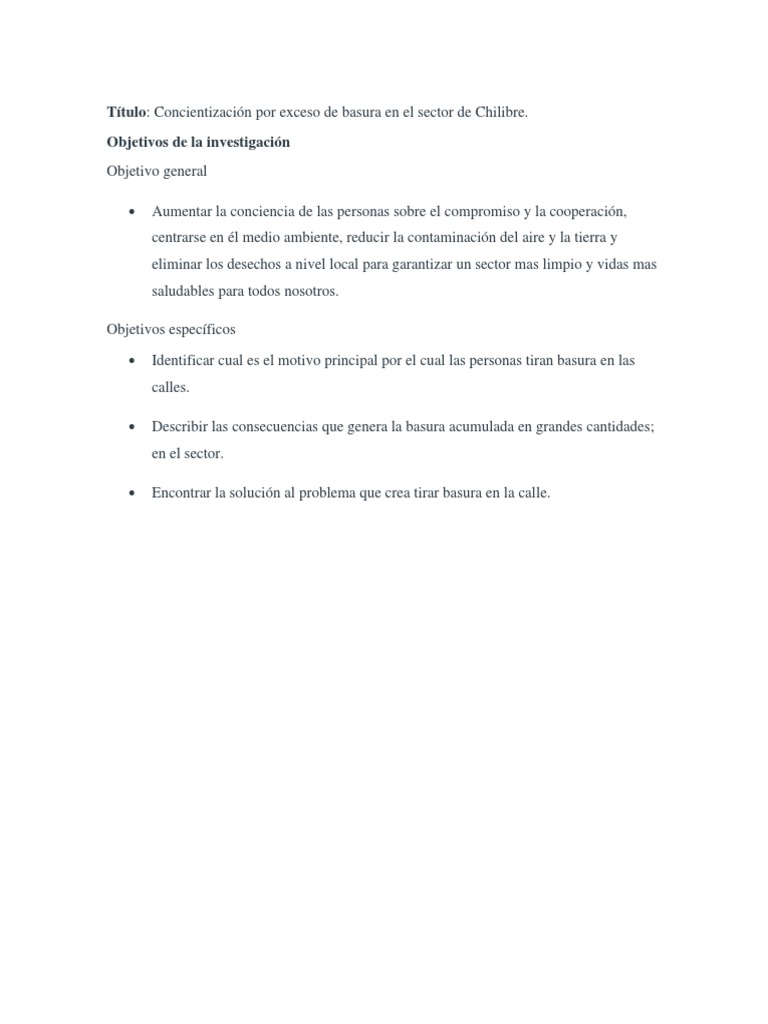 Titulo y Objetivos Metodologia | PDF