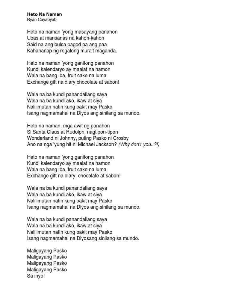 Heto Na Naman Lyrics | PDF