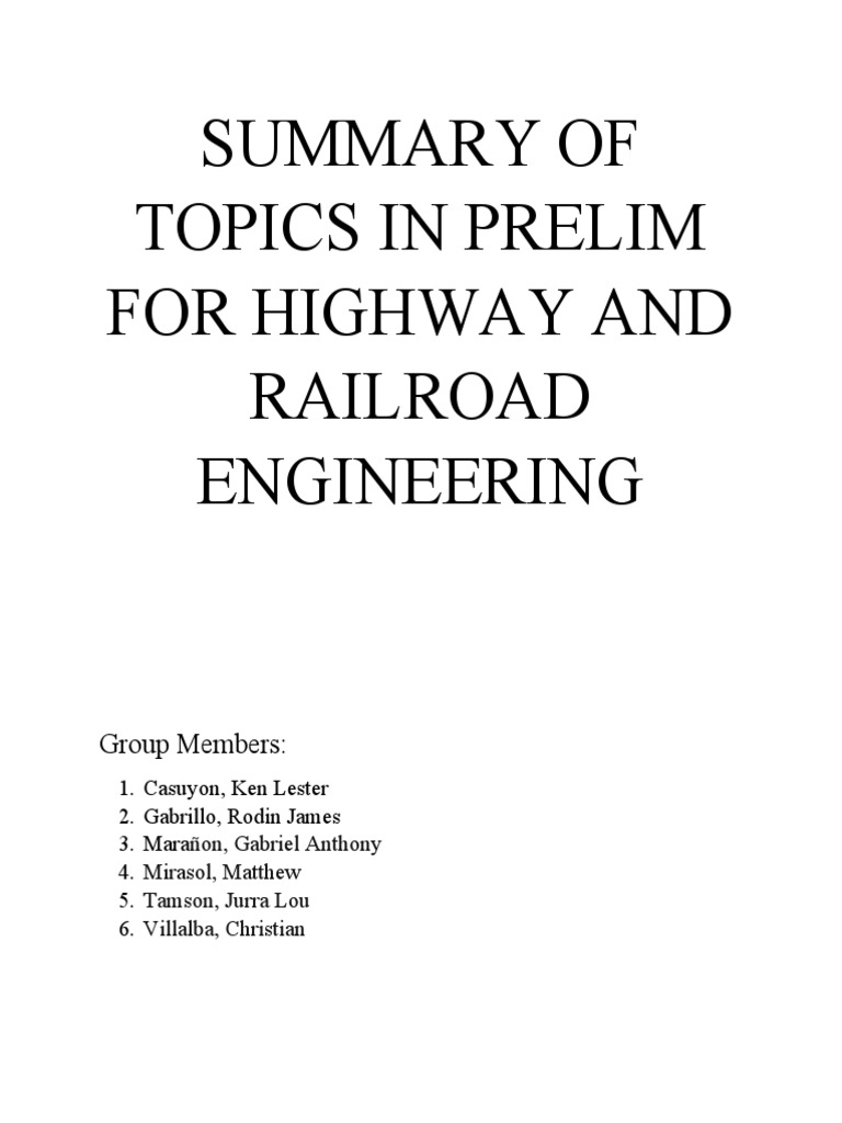 Highway-And-Railroad-Engineering Summary | PDF | Transport | Mode Of ...