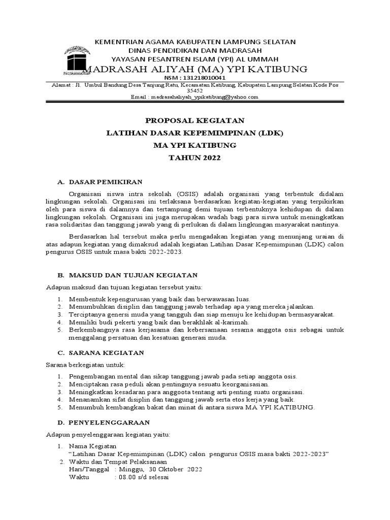 Proposal Kegiatan Ldk Pdf