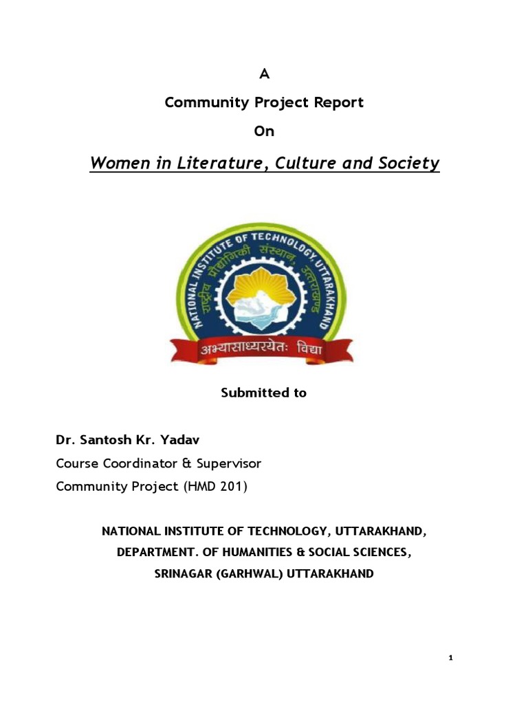Community Project Report Women in Literature, Society & Culture-1 | PDF ...