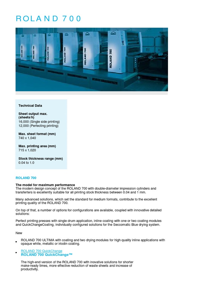 MAN Roland 700 ENG | PDF | Printing | Manufactured Goods