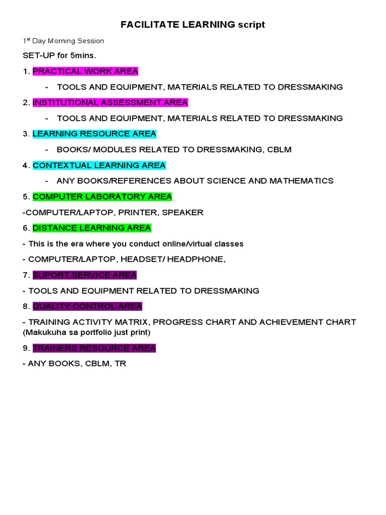 Sarah-Facilitate-Learning-Script (1) | PDF | Educational Assessment ...