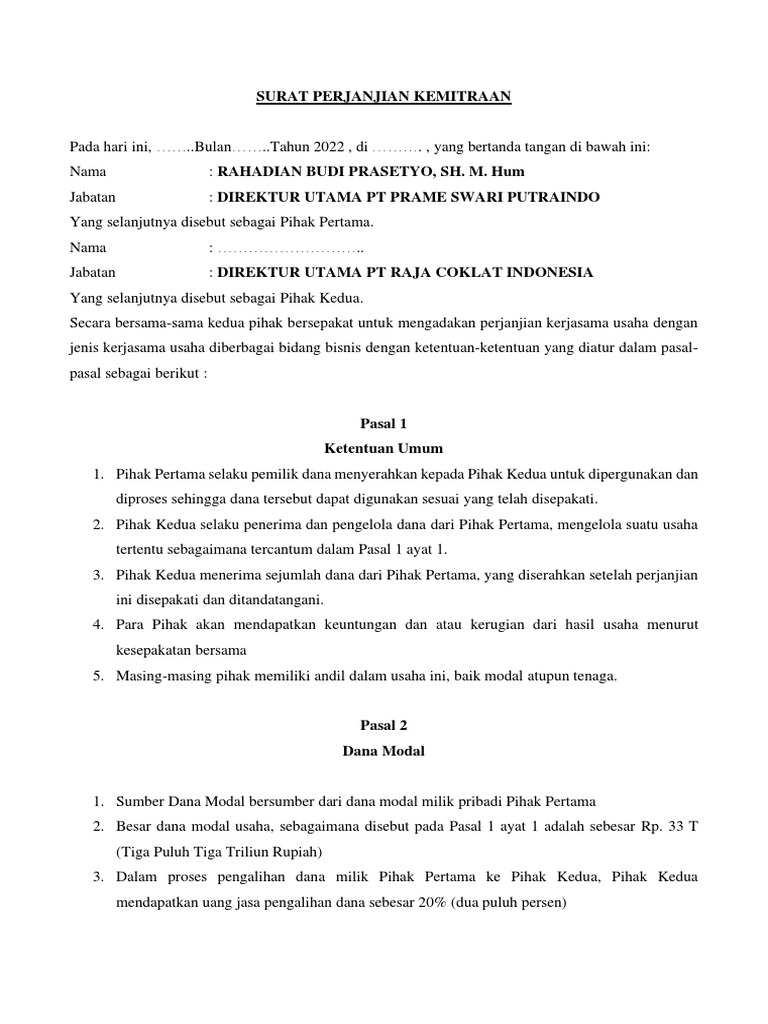 Surat Perjanjian Kemitraan Rev 01 Pdf