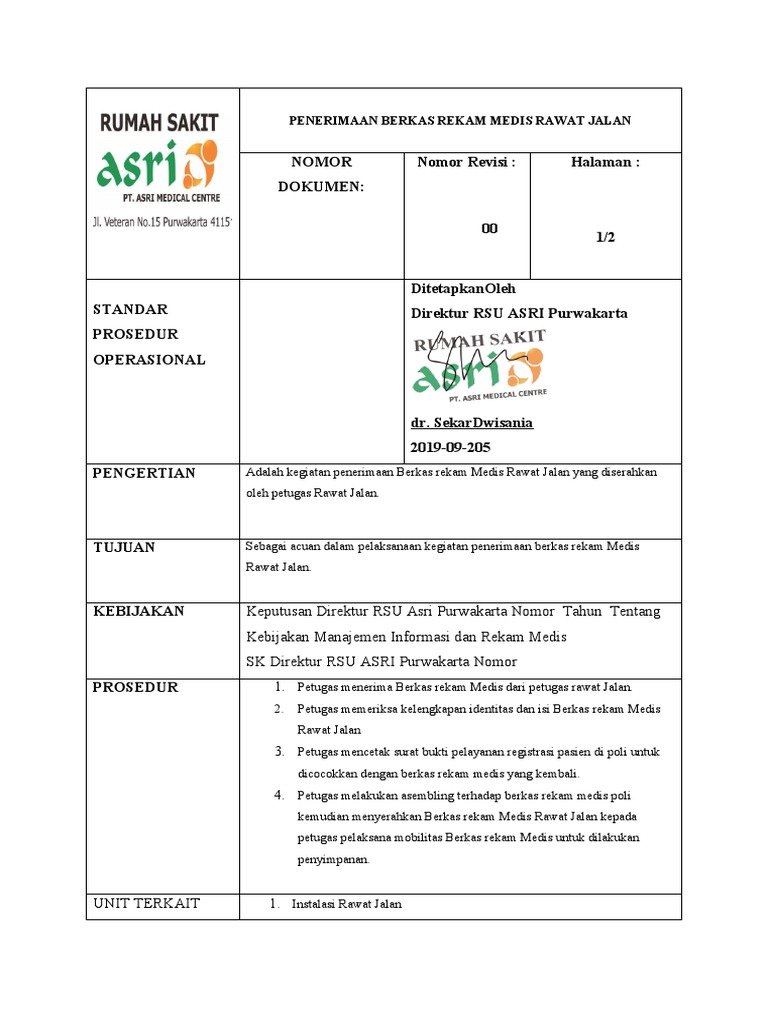 Spo Penerimaan BRM Rawat Jalan | PDF