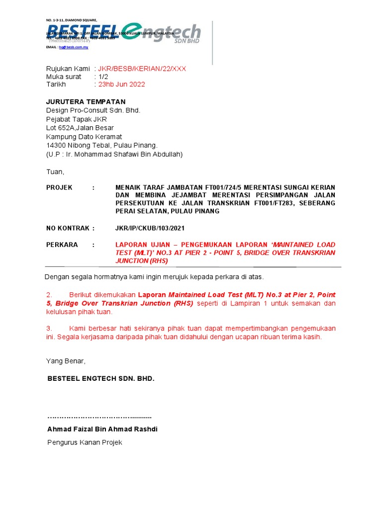 XXX - Tajuk Outgoing Letter Besb | PDF