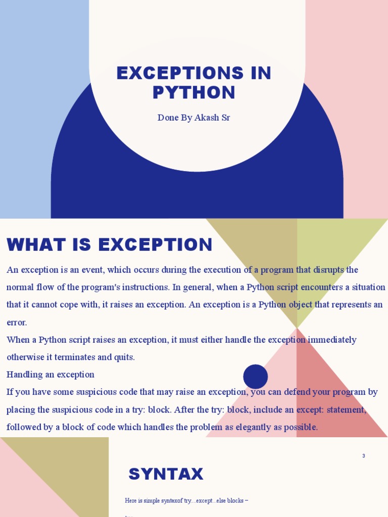 Exceptions in Python | PDF | Computing | Programming Paradigms