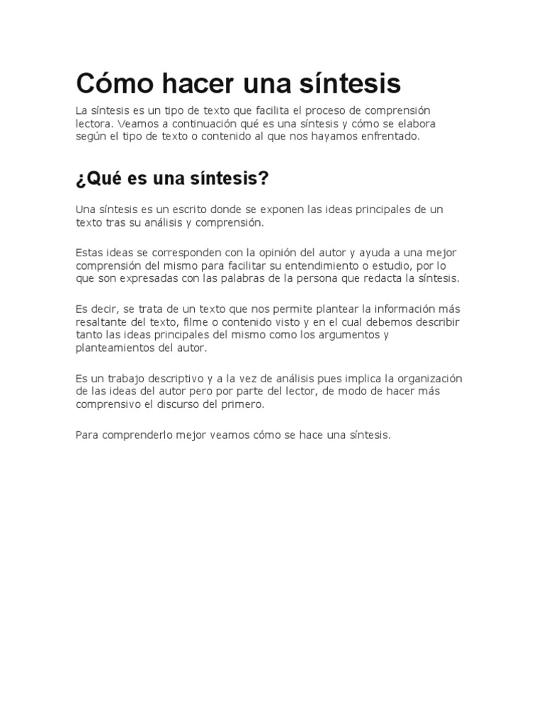 Cómo Hacer Una Síntesis | PDF | Autor | Ensayos