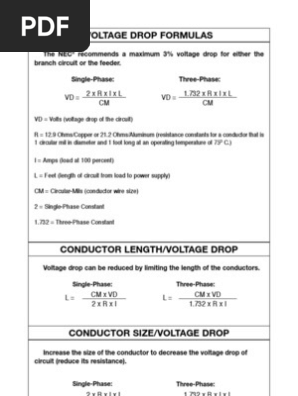 3 Phase Voltage Drop Formula
