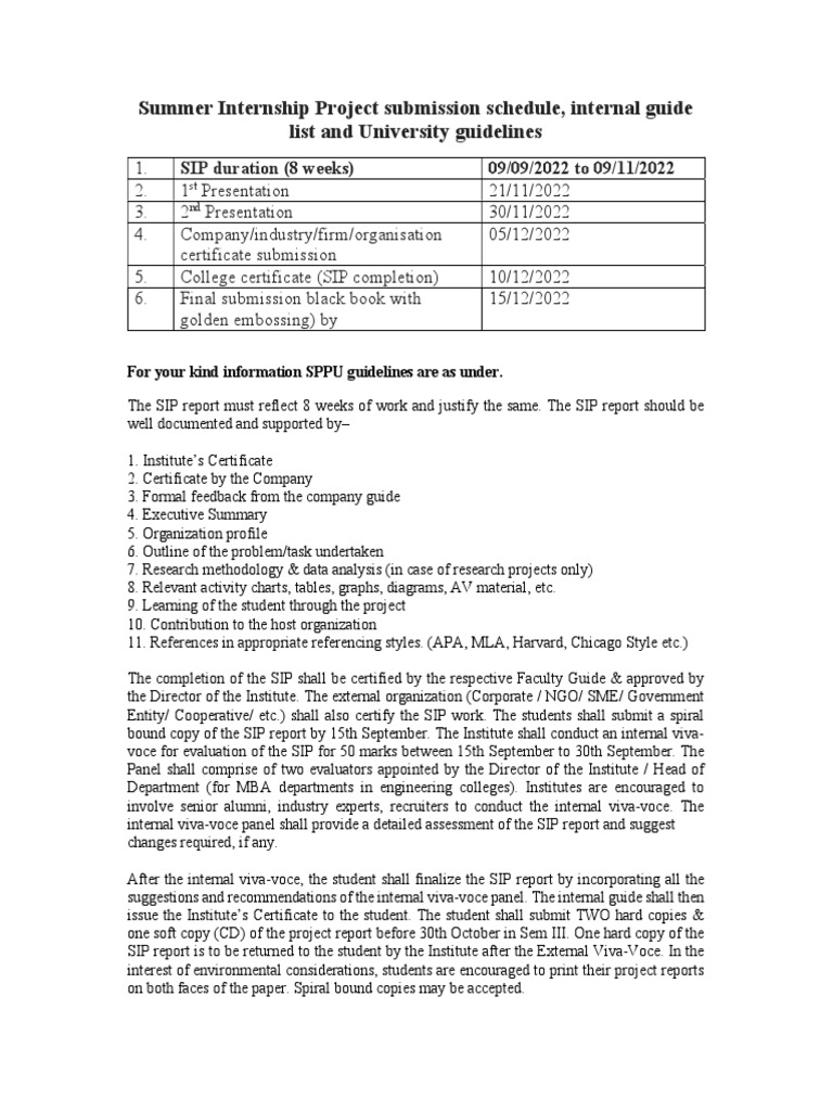 SIP Schedule, Guidelist and Guidelines | PDF | Thesis | Science