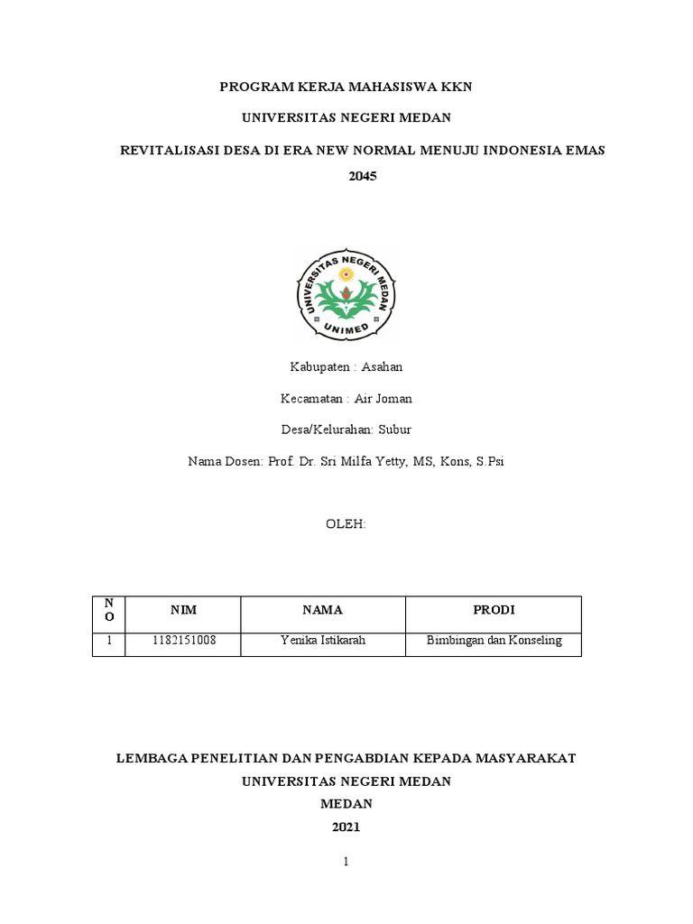 Laporan KKN Fix Desa Subur | PDF