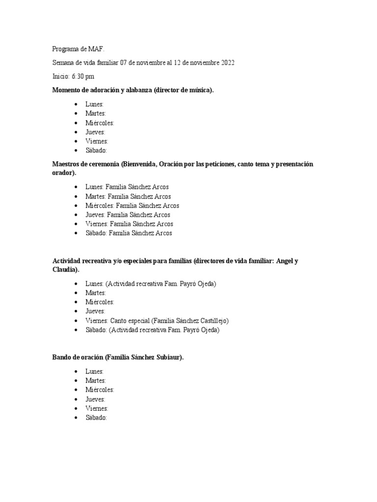 Programa de MAF | PDF