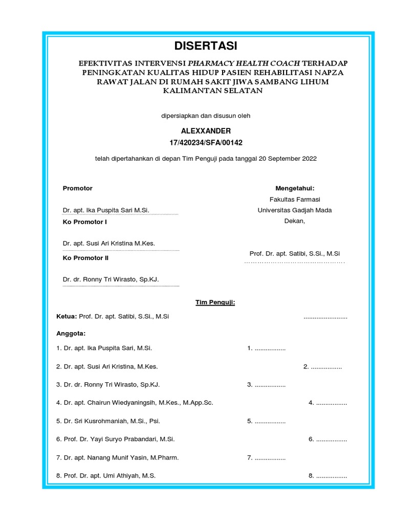 LEMBAR PENGESAHAN Disertasi | PDF