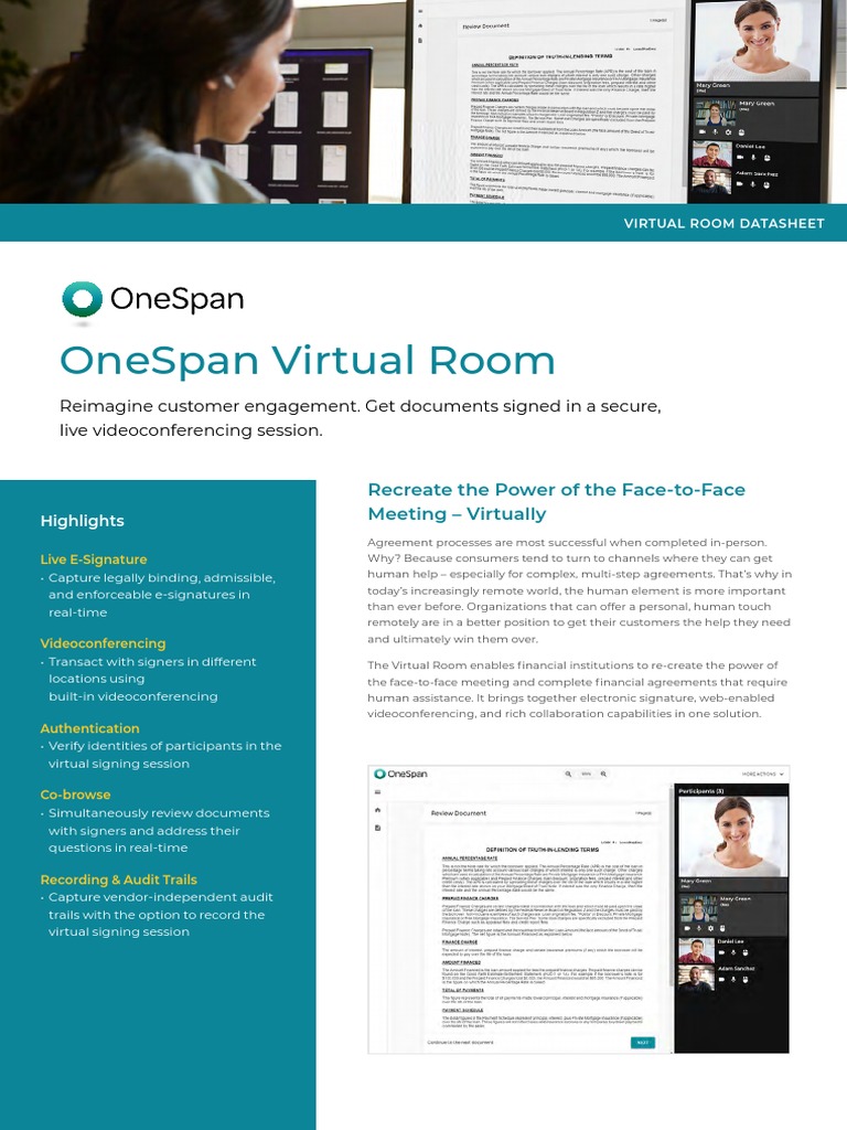 Onespan Sign Virtual Room | PDF | Authentication | Videotelephony
