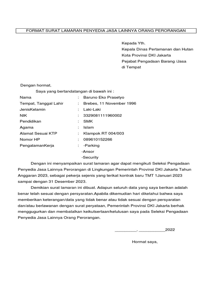 Lamaran - Docx EKOP | PDF